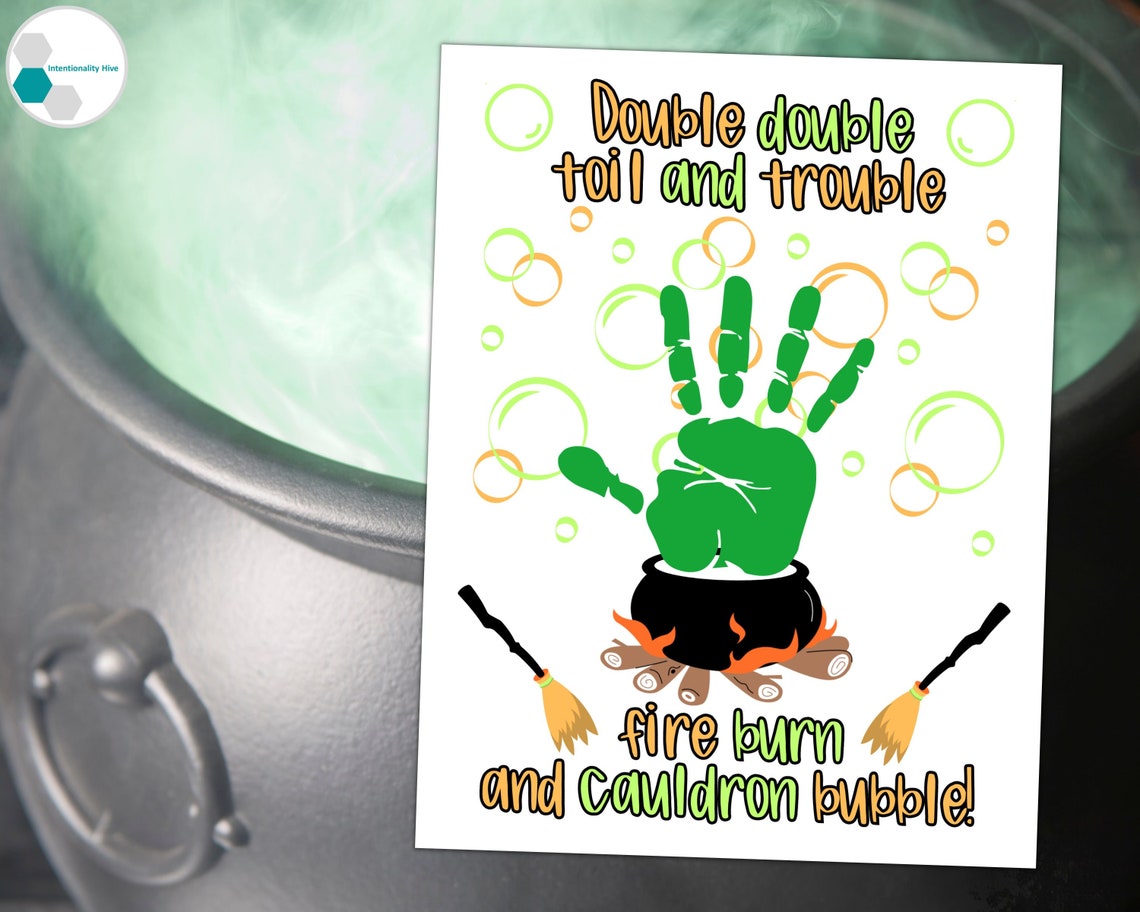 Cauldron Halloween Handprint Art Craft for Toddlers Baby Kids Preschool ...