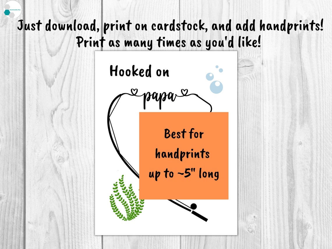 Hooked on Papa Handprint Art Gift Papa Father's Day - Etsy