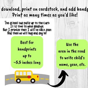 School Bus Handprint Poem Craft, Back to School Handprint Art, First ...