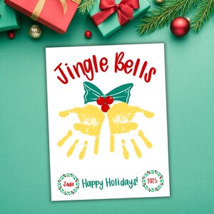 Jingle Bells Handprint Art Craft, Christmas Happy Holidays Handprint ...