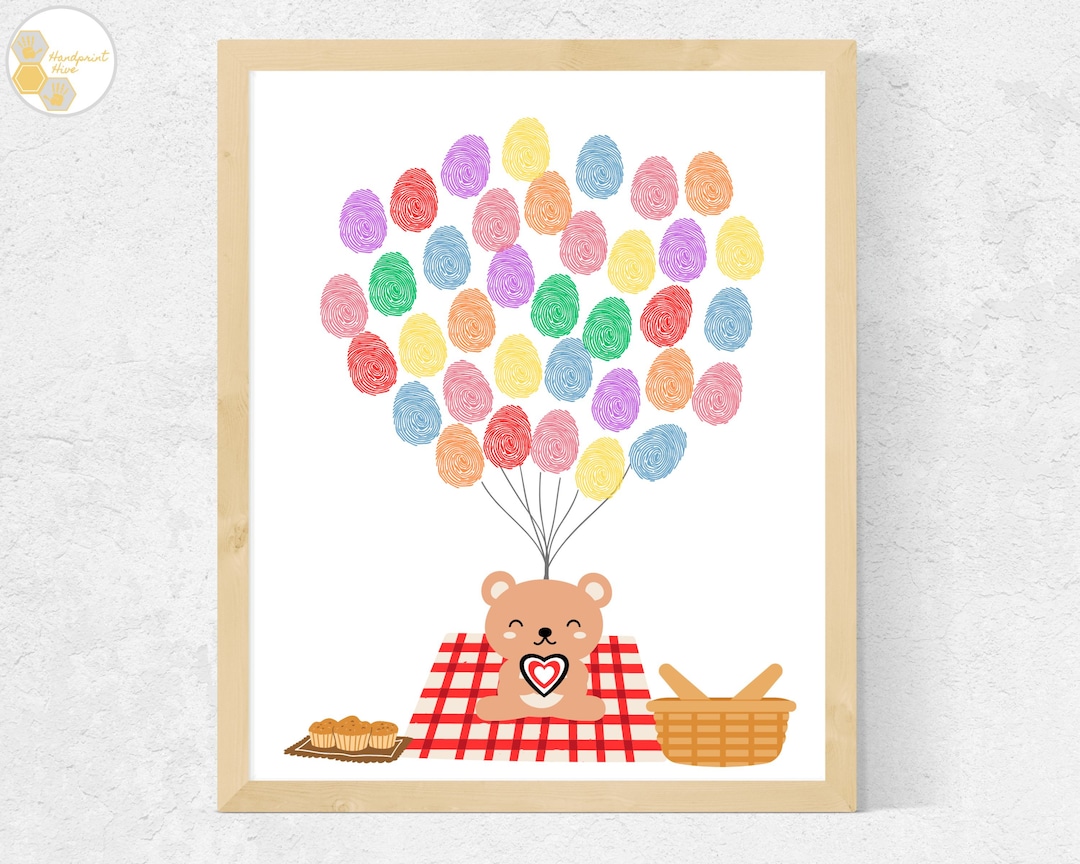 Fingerprint Teddy Bear Picnic Craft for Preschool Toddlers Babies ...