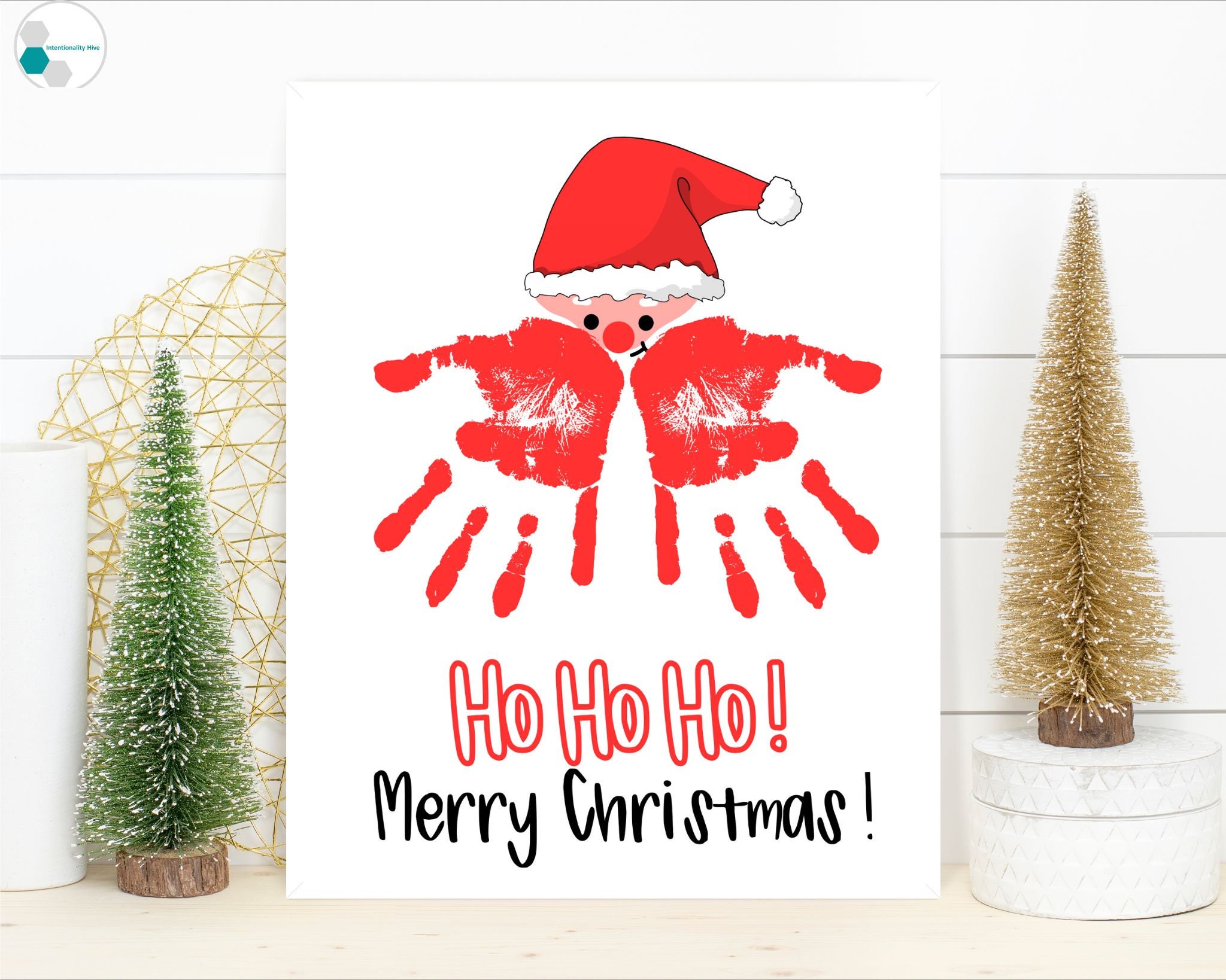 Santa Handprint Art Craft, Christmas Handprint Craft for Toddler Baby ...