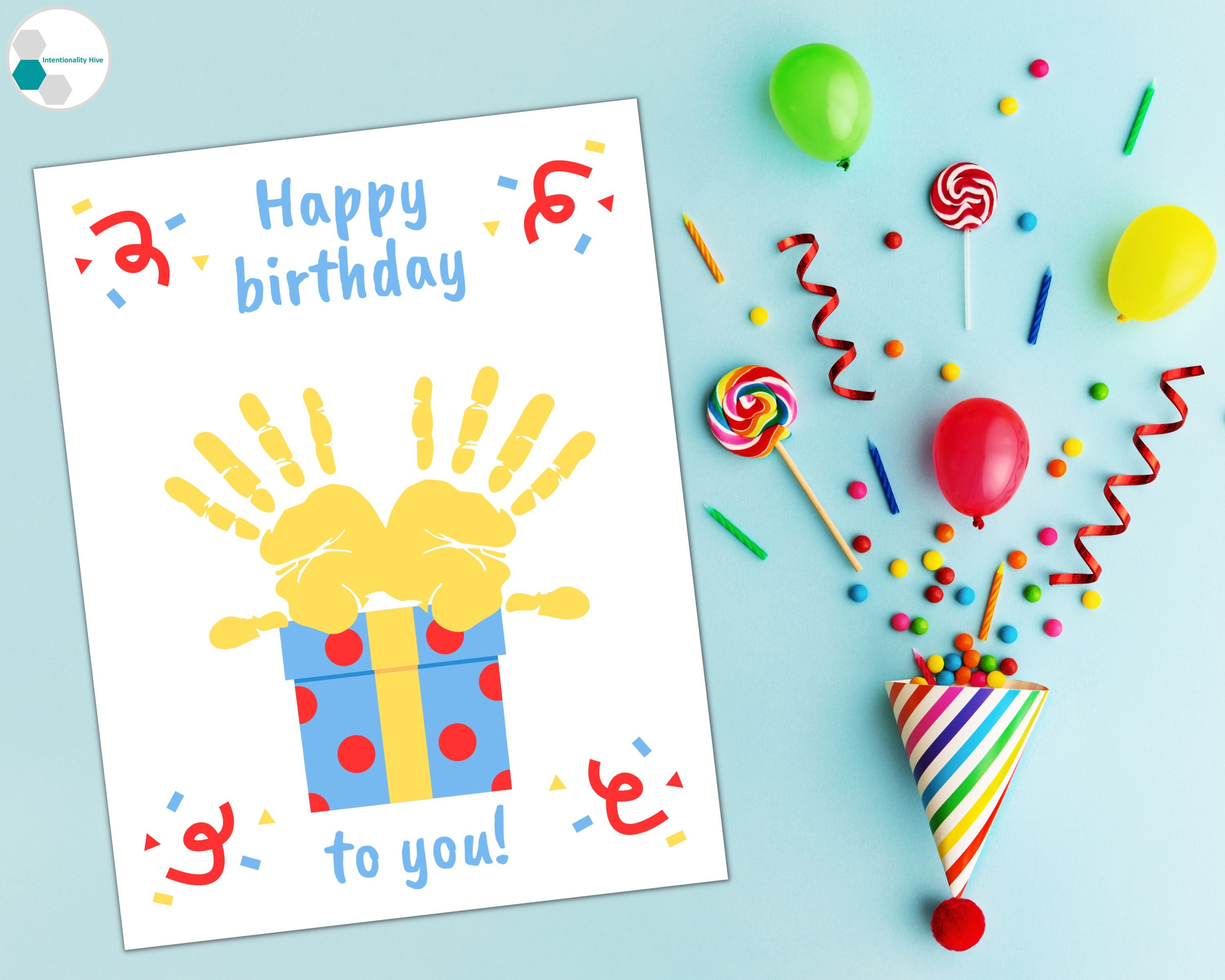 Birthday Handprint Craft Happy Birthday Handprint Card Happy - Etsy