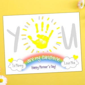 Sunshine Mother's Day Handprint Craft Art for Mom Grandma From Toddler ...