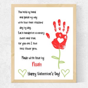 Flower Valentine's Day Handprint Poem Craft, Valentine Handprint Flower ...