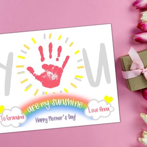 Sunshine Mother's Day Handprint Craft Art for Mom Grandma From Toddler ...