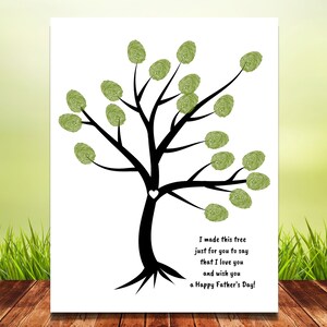 Fingerprint Father's Day Tree Craft for Kids and Grandkids, Father's ...