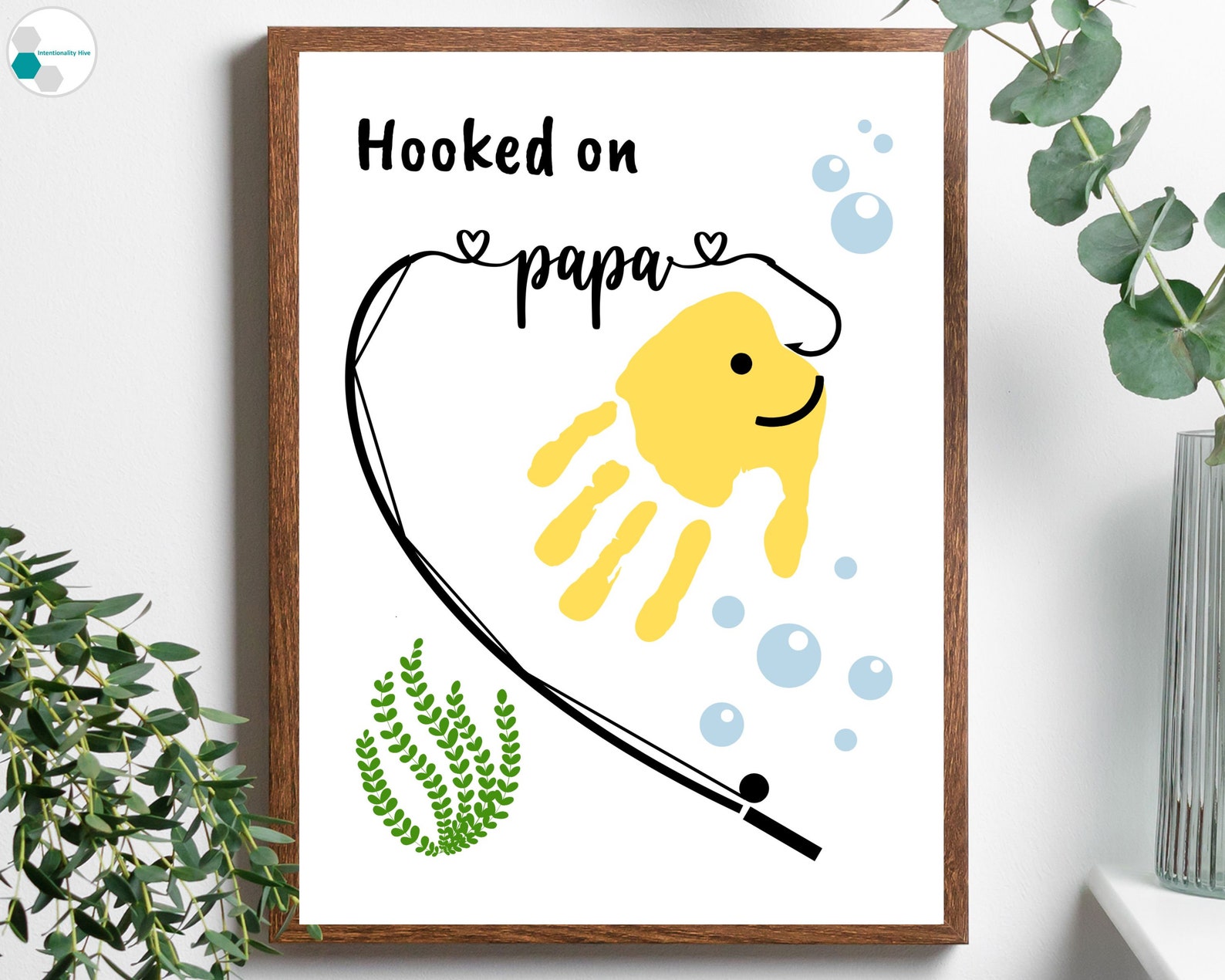 Hooked on Papa Handprint Art Gift Papa Father's Day - Etsy