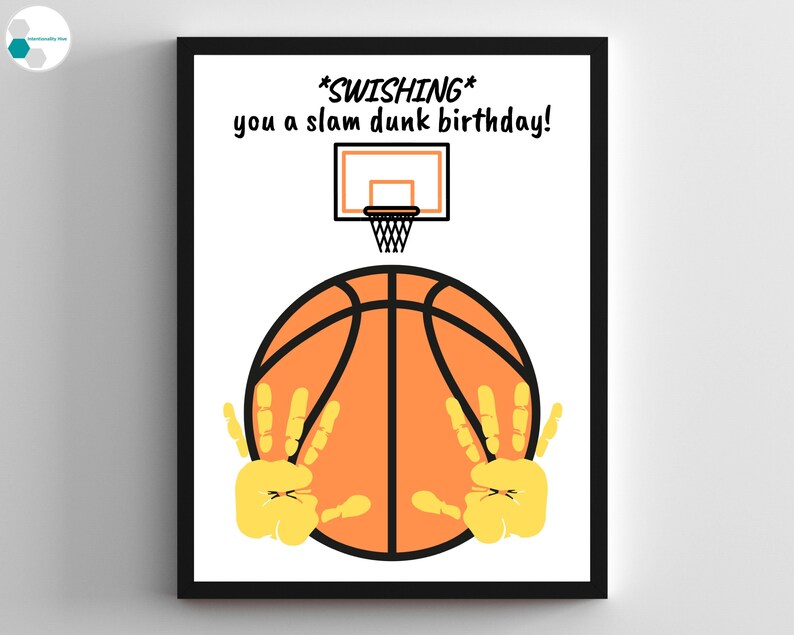Basketball Birthday Handprint Card Printable Dad Birthday - Etsy