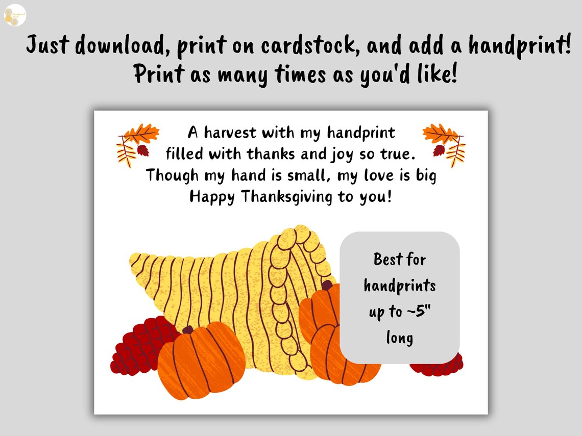 Cornucopia Thanksgiving Handprint Art Poem, Happy Thanksgiving ...