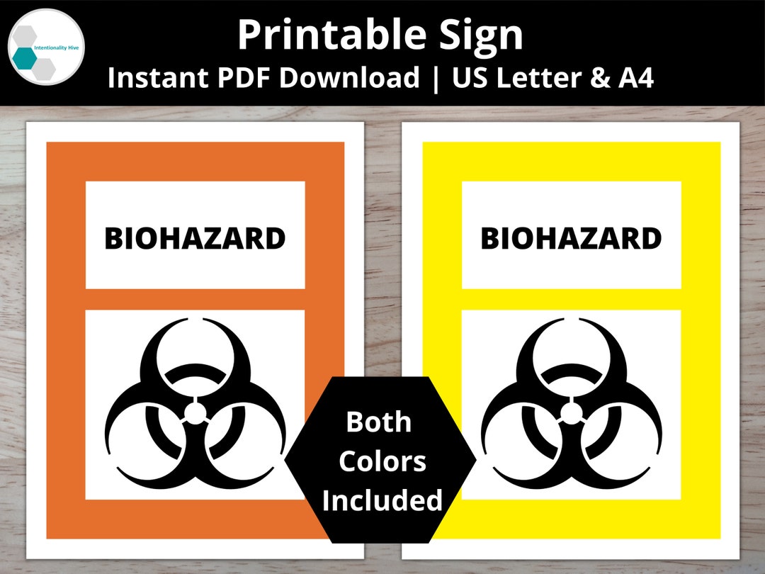 Biohazard Sign Printable Safety Sign PDF Instant Digital - Etsy