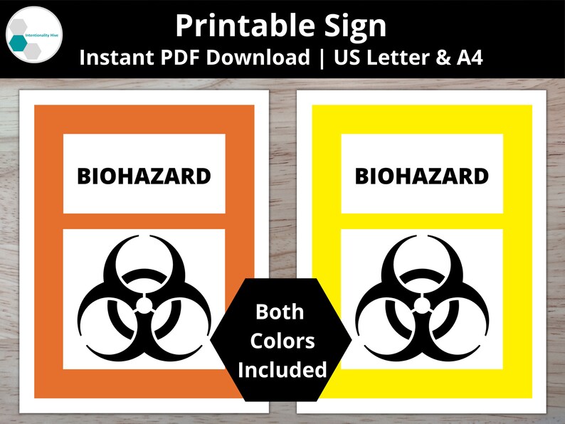 Biohazard Sign Printable Safety Sign PDF Instant Digital - Etsy