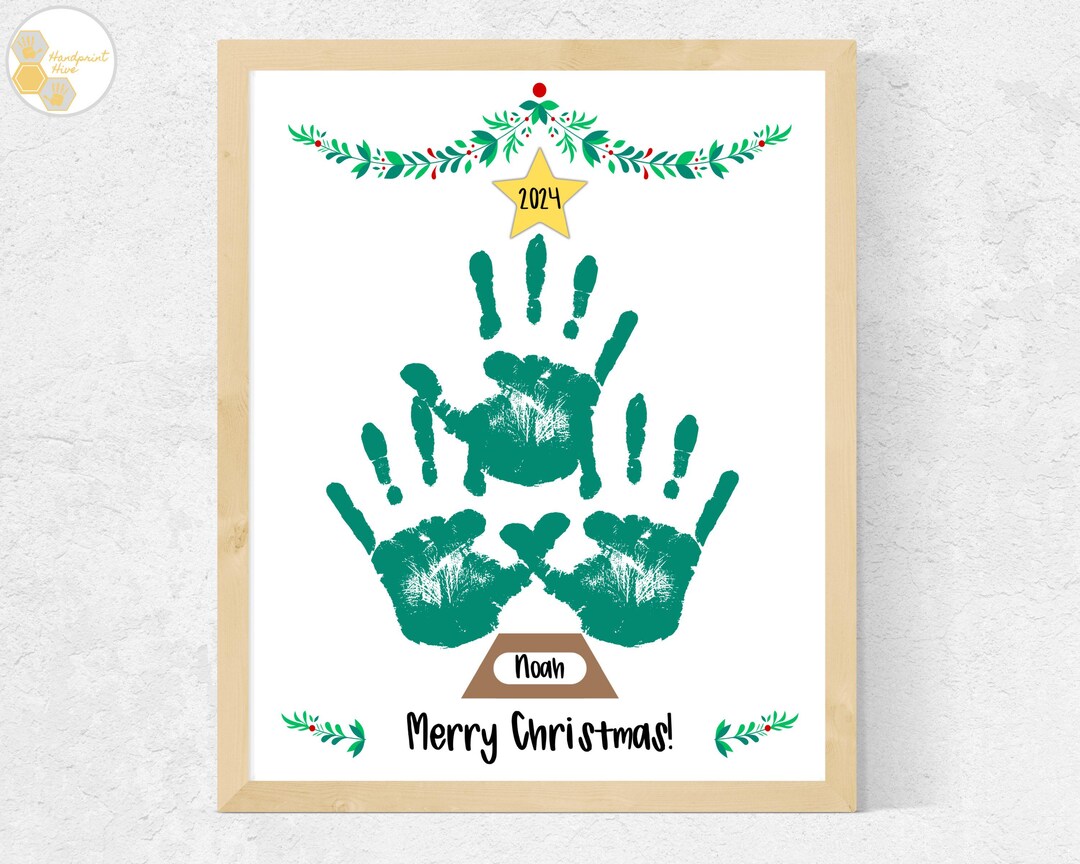 2024 Christmas Tree Handprint Craft Printable, Handprint Christmas Tree ...