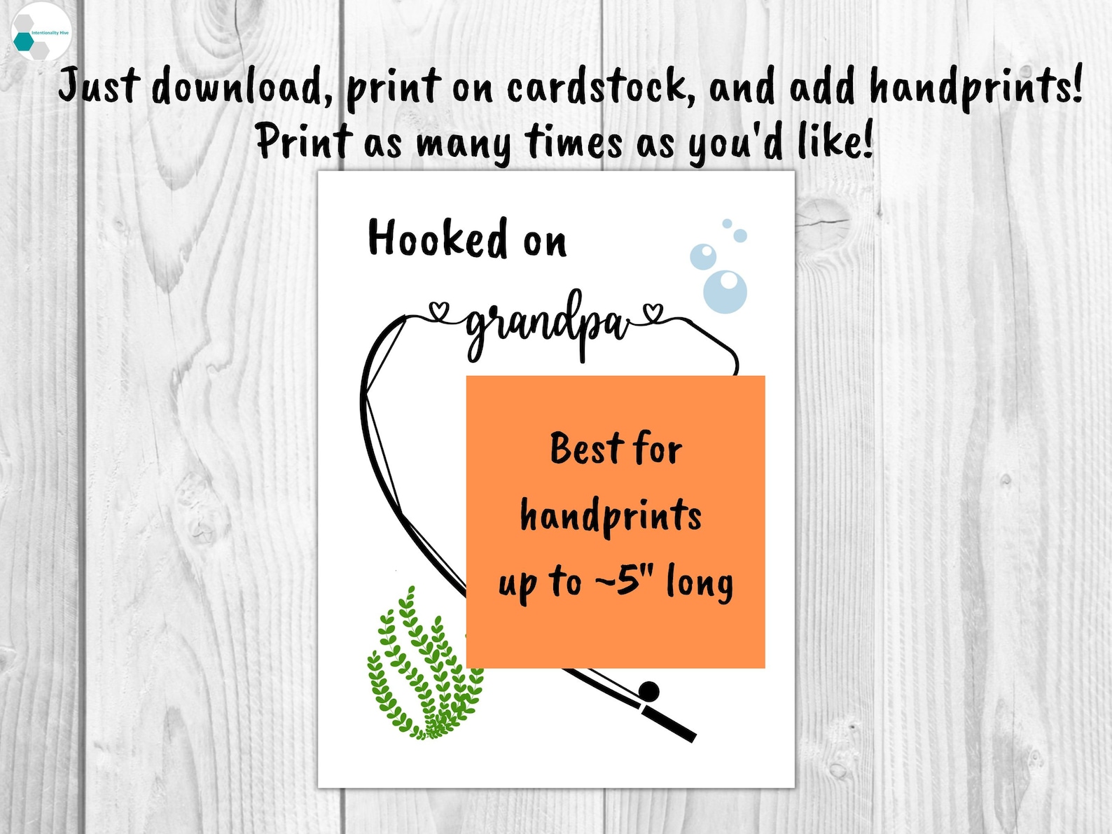 Hooked on Grandpa Handprint Craft, Grandpa Fishing Father's Day Gift ...