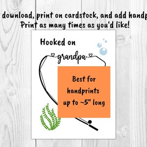 Hooked on Grandpa Handprint Craft, Grandpa Fishing Father's Day Gift ...