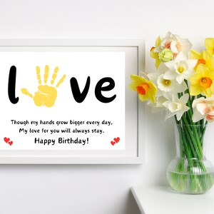 Love Birthday Handprint Art Craft, Birthday Handprint for Mom Grandma ...