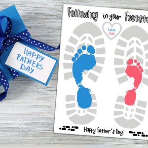 Footsteps Father's Day Footprint Art Gift, Dad Footprint Father's Day ...