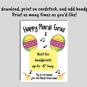 Mardi Gras Handprint Art Craft, Happy Mardi Gras Craft for Babies ...