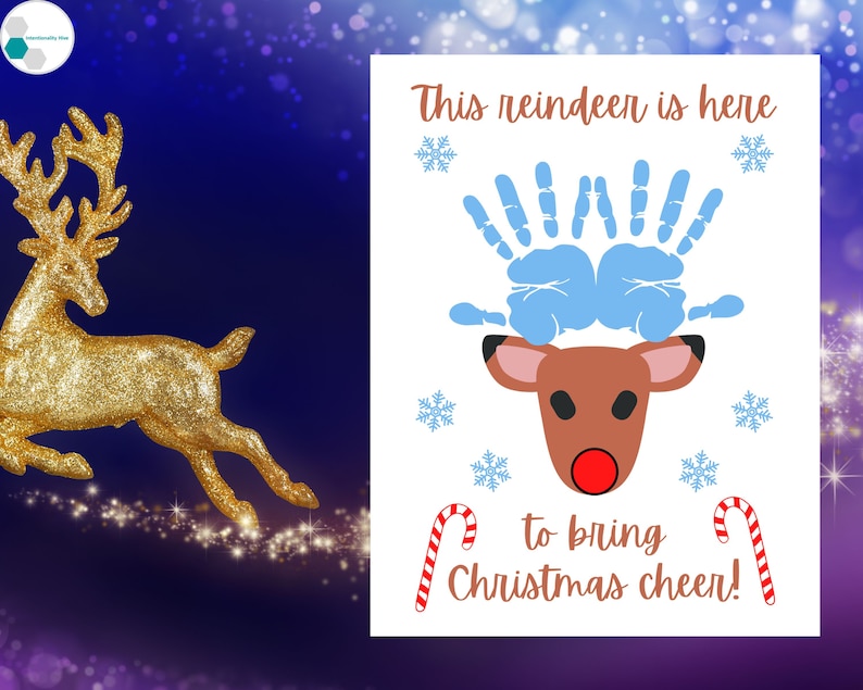 Reindeer Handprint Printable Craft | Christmas Craft for Infant ...