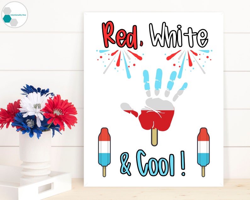 Popsicle July 4 Handprint Craft Printable, July 4th Handprint Art, Red ...