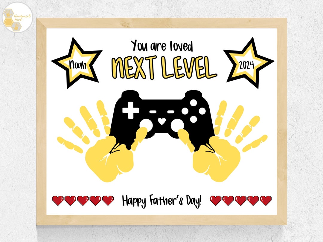 Gamer Father's Day Handprint Art Gift, Father's Day Gamer Dad Gift From ...