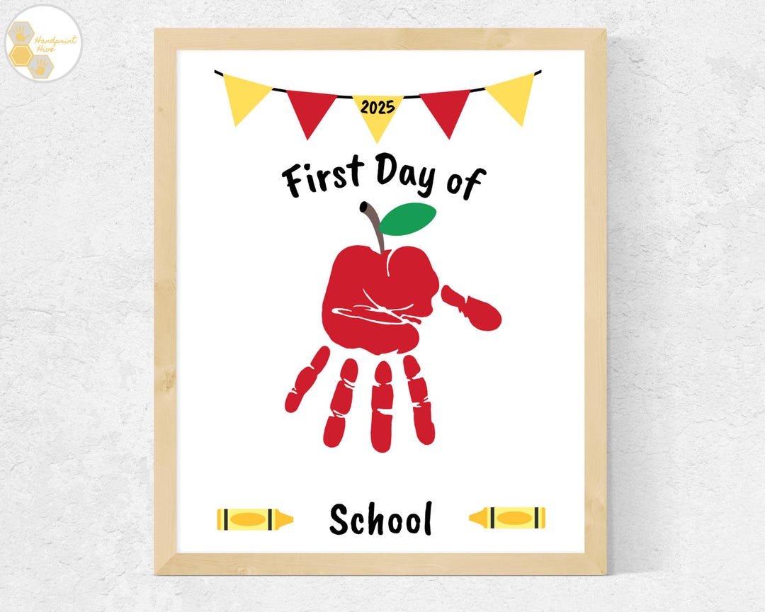 First Day of School Handprint Craft 2025, Apple Back to School ...