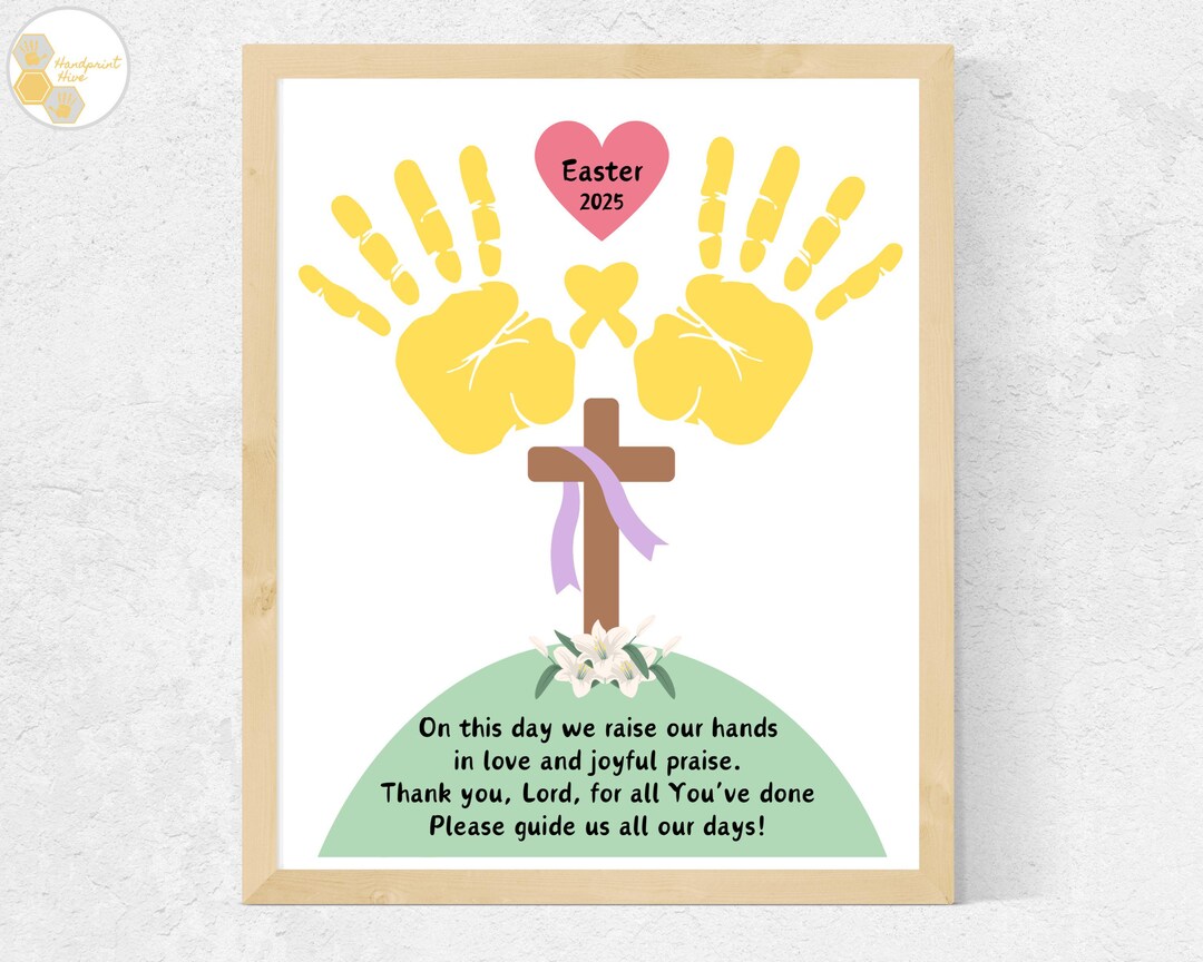 Easter Handprint Art Poem 2025, Easter Cross Handprint Craft Printable ...