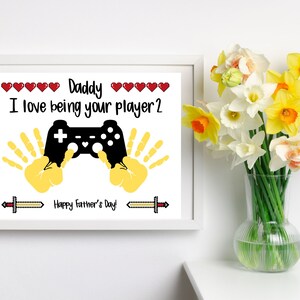 Gamer Dad Gift Father's Day Handprint Art, Father's Day Gamer Gift ...