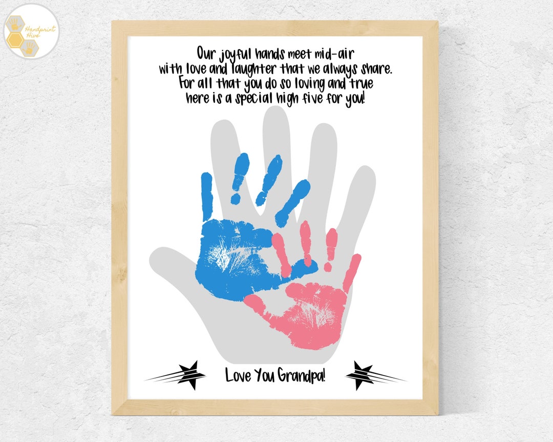 Grandpa Handprint Art Poem High Five, Handprint Craft Grandpa Gift From ...
