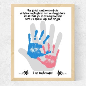 Grandpa Handprint Art Poem High Five, Handprint Craft Grandpa Gift From ...