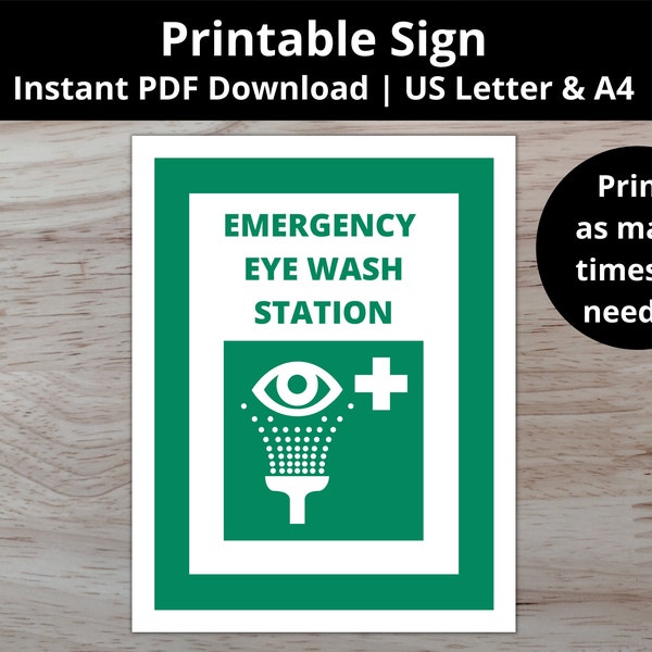 Safety Eye Wash Sign - Etsy