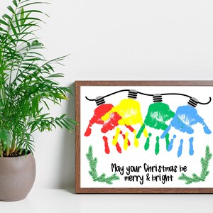 Christmas Lights Handprint Art Craft, Merry and Bright Handprint ...