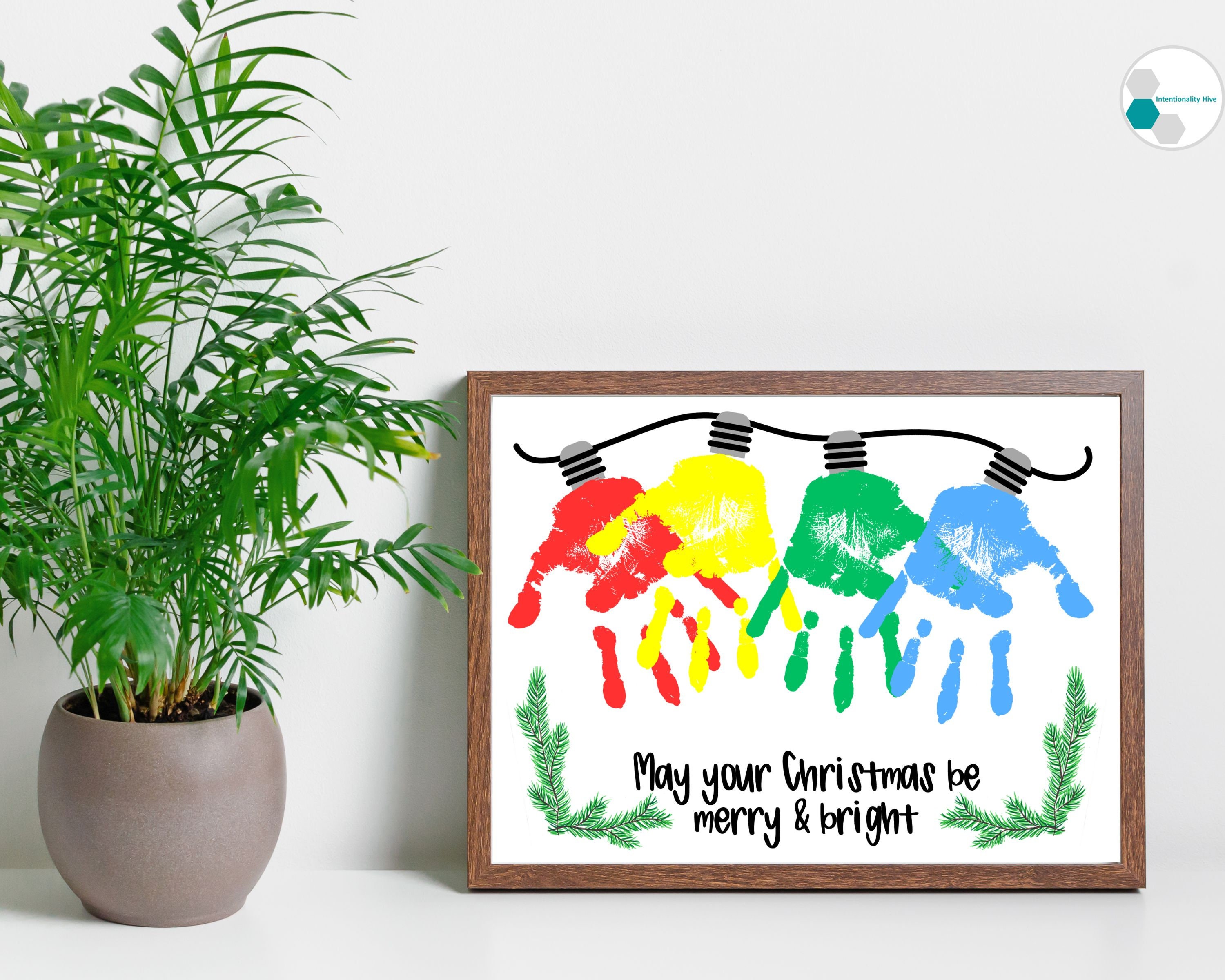 Christmas Lights Handprint Art Craft, Merry and Bright Handprint ...
