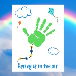 Kite Spring Handprint Art Craft, Spring is in the Air Handprint, Spring ...