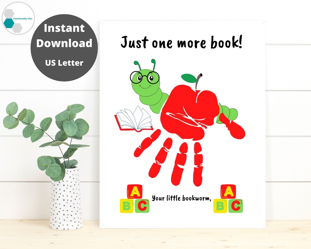 Bookworm Craft for Kids Apple Handprint Art for Preschool / - Etsy
