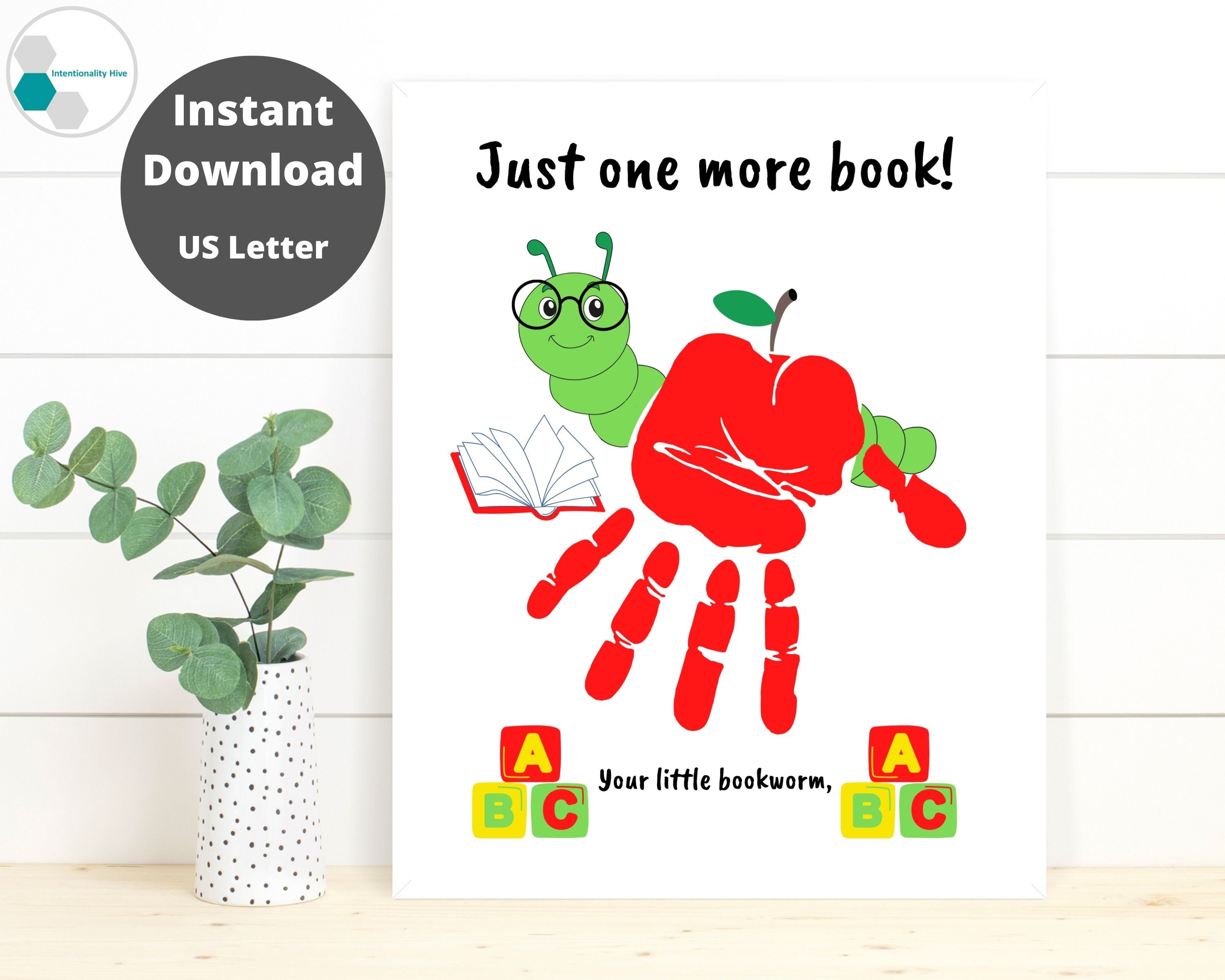 Bookworm Craft for Kids Apple Handprint Art for Preschool / - Etsy