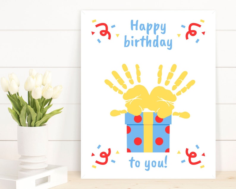 Birthday Handprint Craft Happy Birthday Handprint Card Happy - Etsy