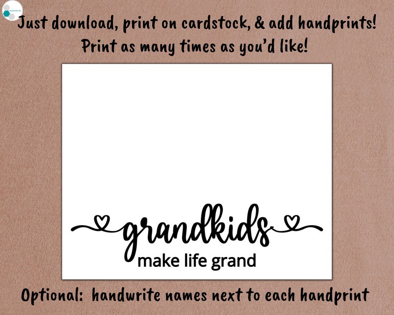 Handprint Grandkids Make Life Grand Printable Sign, Handprint Gift for ...