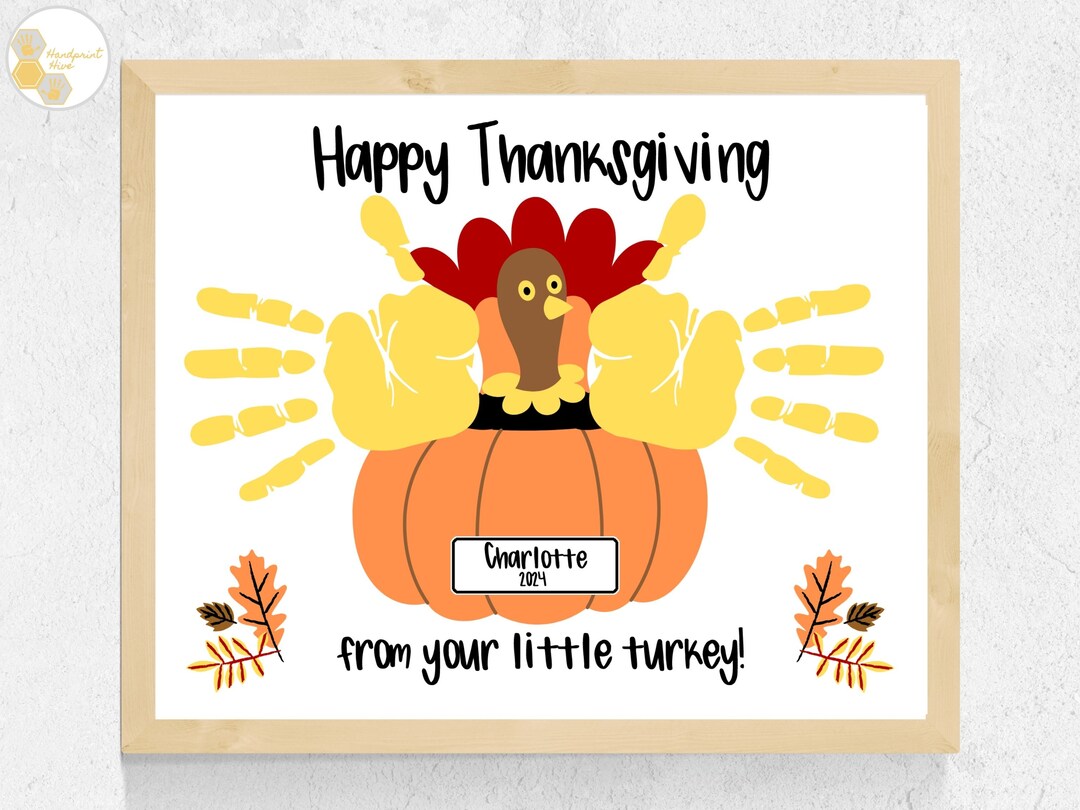 Little Turkey Handprint Art Craft, Happy Thanksgiving Handprint Craft ...