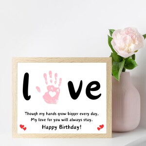 Love Birthday Handprint Art Craft, Birthday Handprint for Mom Grandma ...
