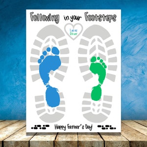 Footsteps Father's Day Footprint Art Gift, Dad Footprint Father's Day ...
