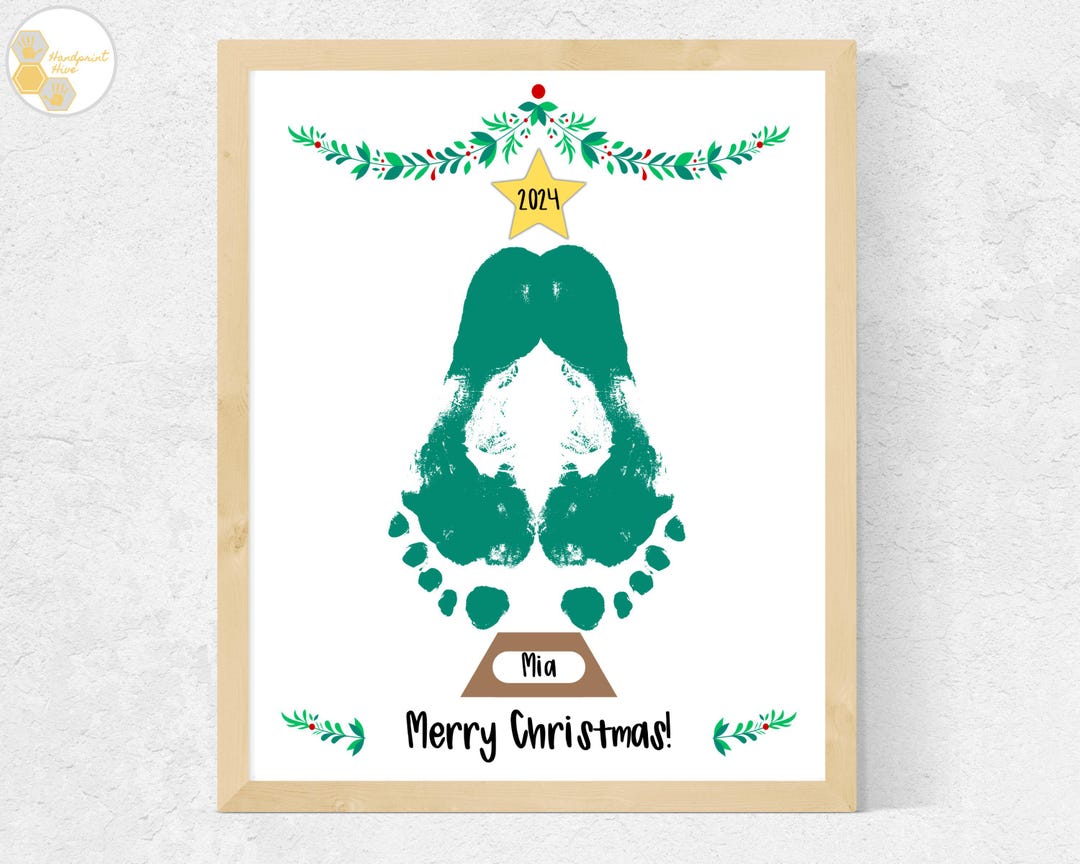 2024 Christmas Tree Footprint Craft Printable, Footprint Christmas ...