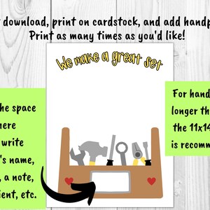 Tool Handprint Art Craft for Dad Papa Grandpa, Personalized Tool ...