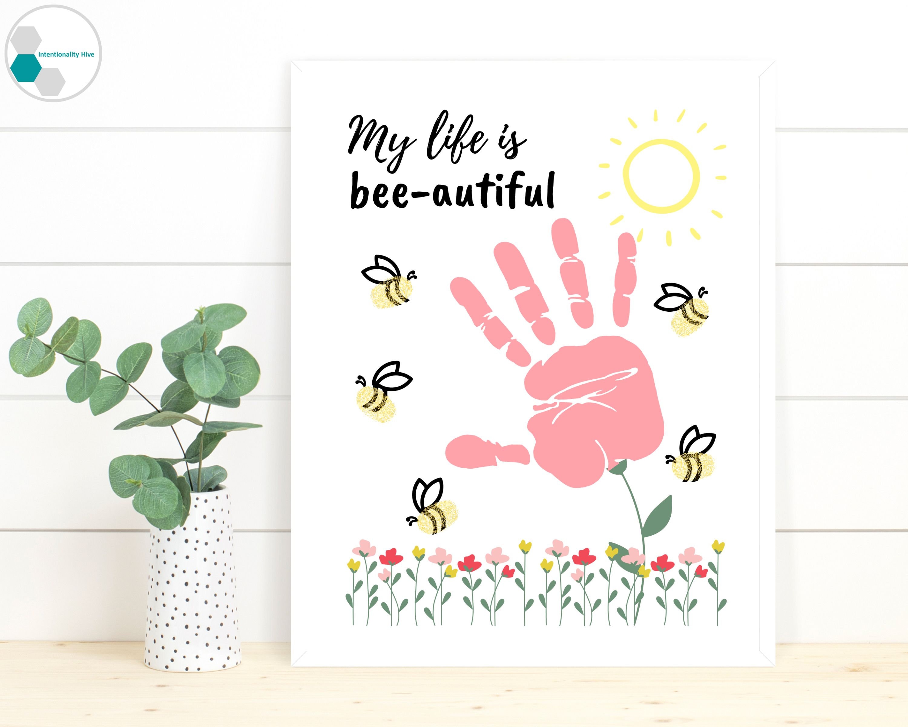 Summer Craft for Toddler / Baby Flower Handprint and Bee - Etsy
