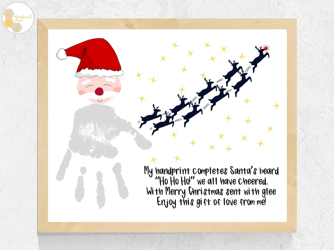 Santa Handprint Art Poem, Santa Beard Handprint Craft for Toddler Baby ...