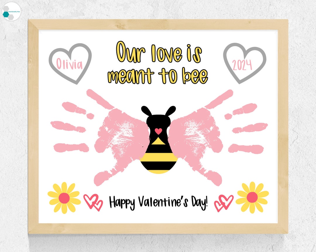 Bee Valentine Handprint Craft for Toddlers Baby Kids, Valentine's Day ...