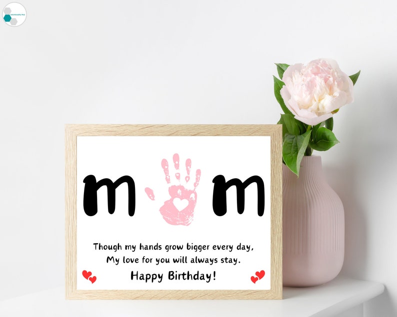 Mom Birthday Handprint Art Handprint Birthday Card Mom Gift From Baby