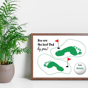 Best Dad by Par Footprint Art Craft Printable, DIY Father's Day Golf ...