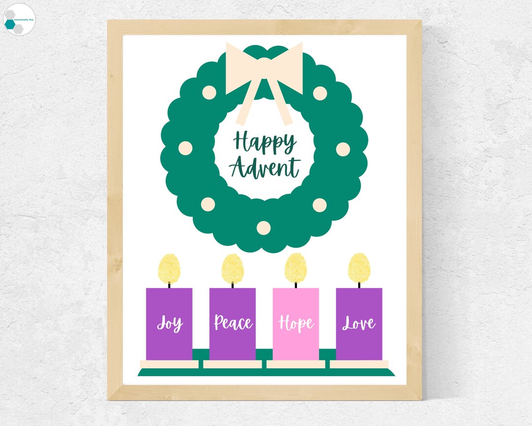 Printable Advent Craft for Kids, Fingerprint Advent Art for Toddler ...
