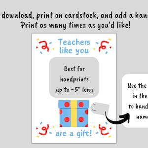 Teacher Handprint Gift, Preschool Teacher Appreciation Gift, Thank You ...